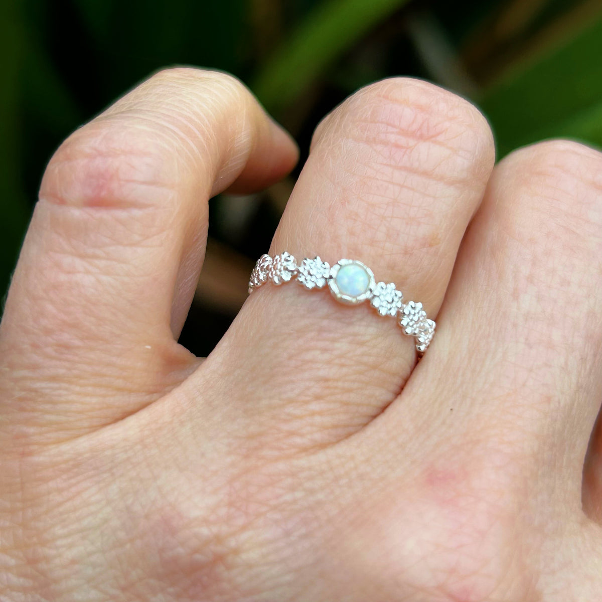 Flower Opal Ring - handmade gemstone jewellery